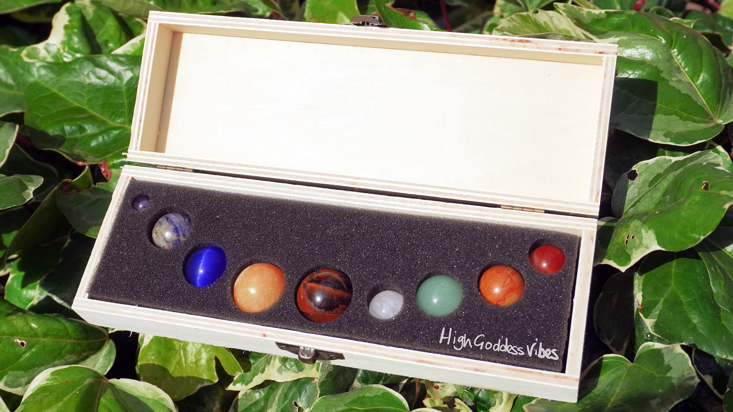 Crystal Solar System Spheres, Set of 9 Gemstone Planets Nine Boxed ...