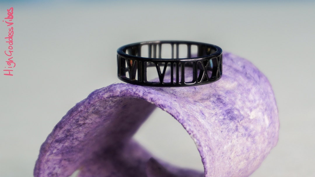 Roman Numeral Band Ring ~ Rose Gold Black Silver, Ancient Rome Numerals ...