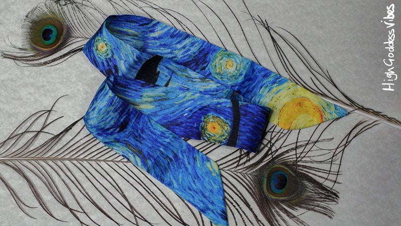Vincent Van Gogh Starry Night Skinny Scarf - Abstract Art Bag Neck ...