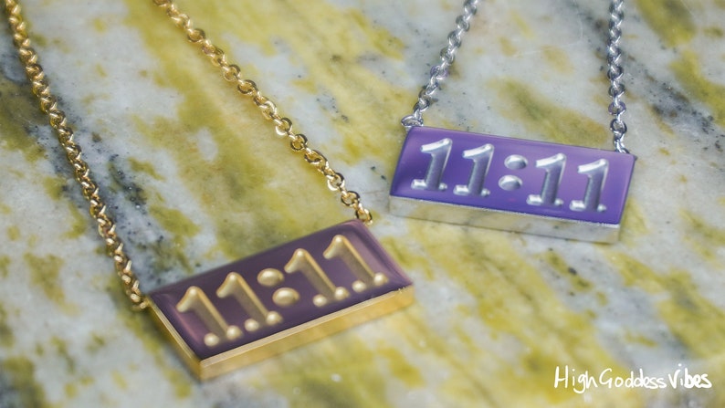 Engraved 11:11 Necklace - Synchronicity Angel Number Lucky Pendant ...