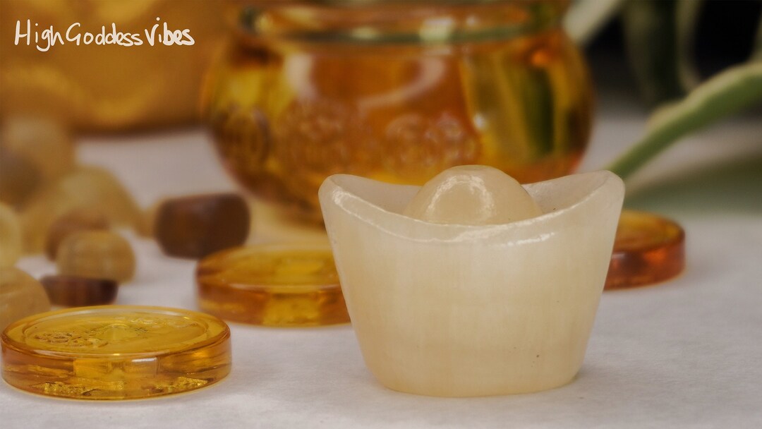 Yellow Jade Ingot - Chinese Wealth Attraction Sycee Ornament, Feng Shui ...