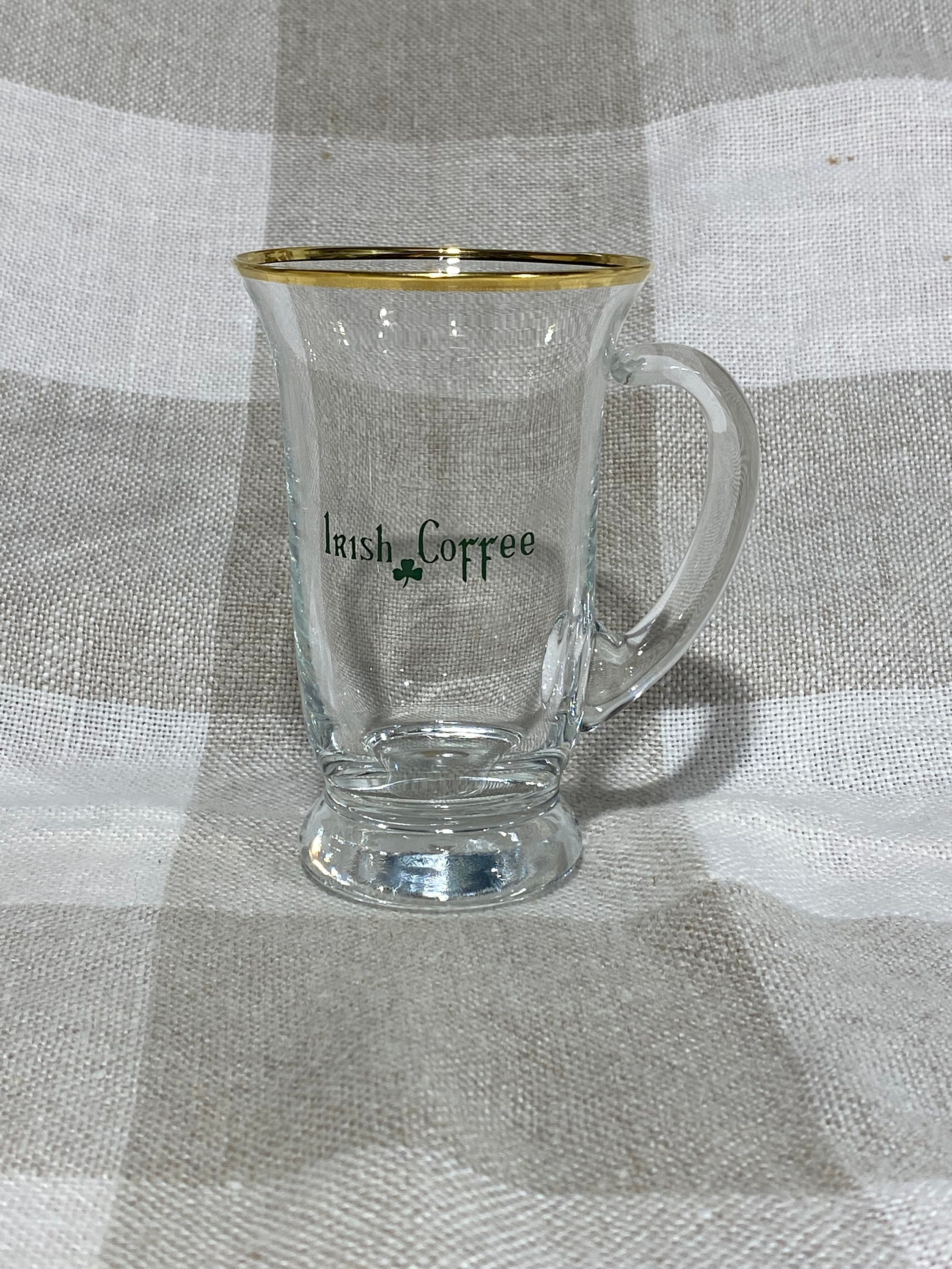 Set of 8 Glass Footed Irish Coffee Mugs / Shamrock Coffee Mugs / Clover ...