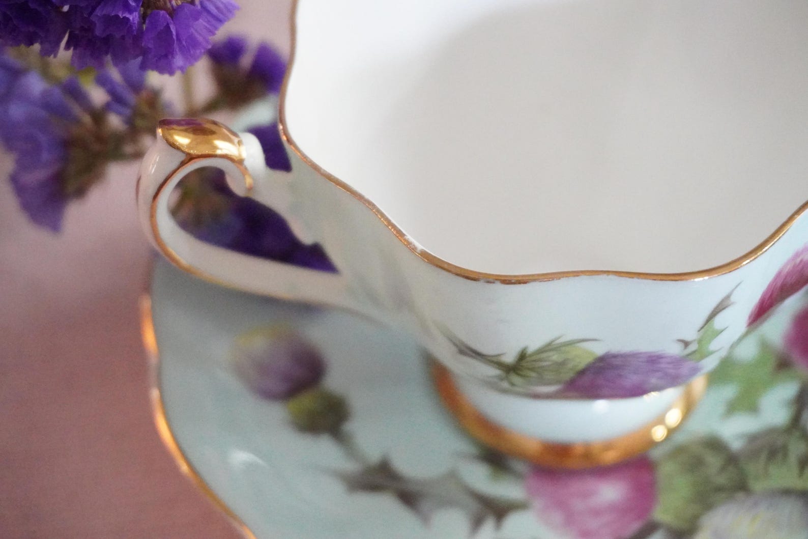 Queen Anne England Dundee Thistle Teacup Bone China - Etsy