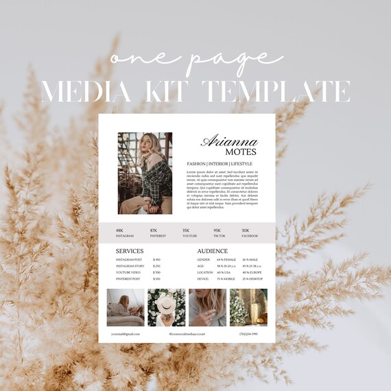 1 Page Media Kit Canva Template Professional Media Kit - Etsy