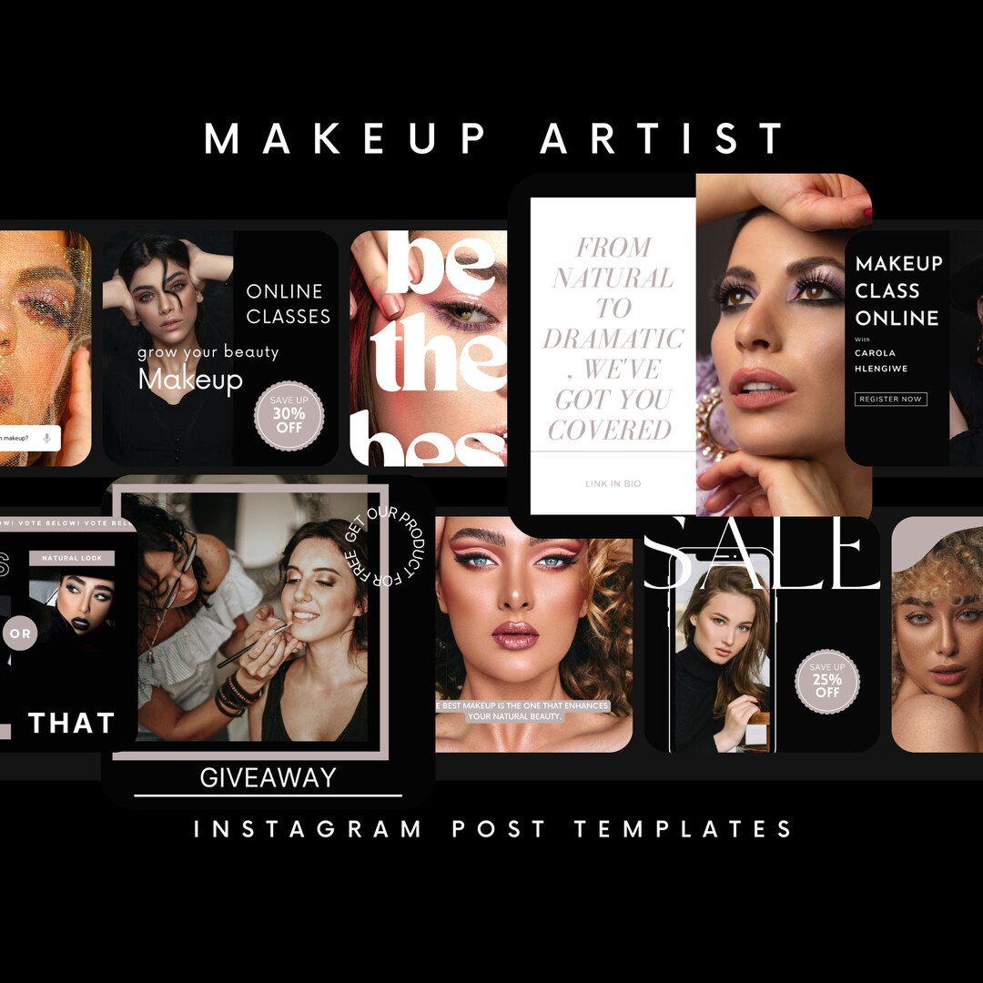 Makeup Artist Instagram Post Templates Beauty Salon - Etsy
