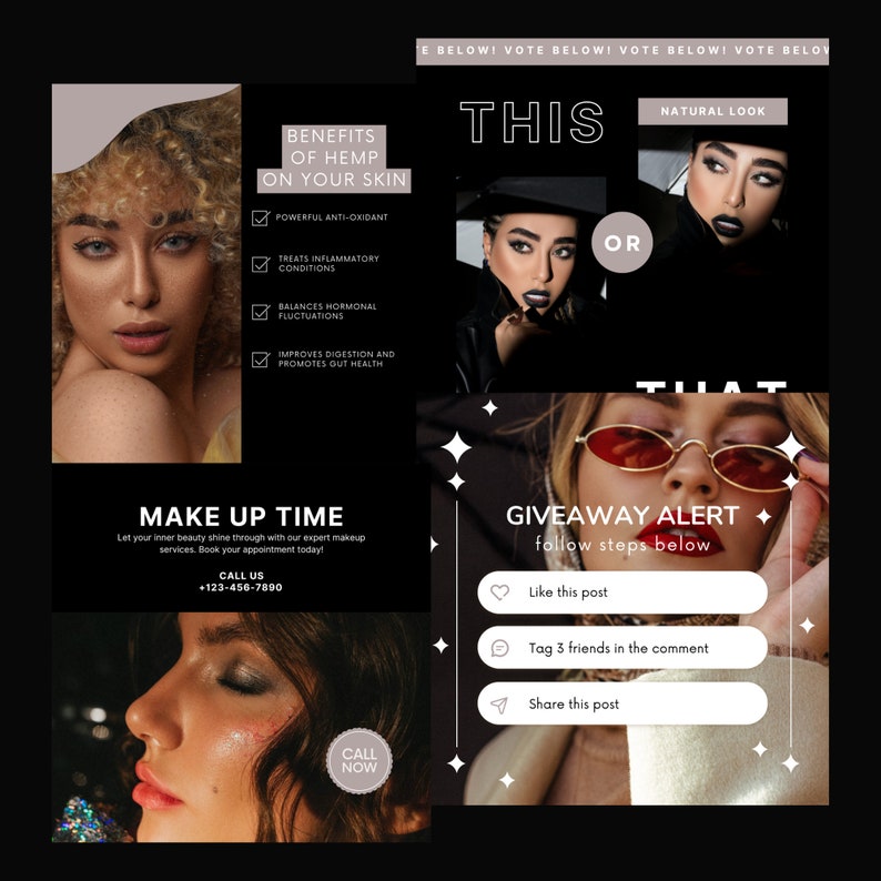 Makeup Artist Instagram Post Templates Beauty Salon - Etsy