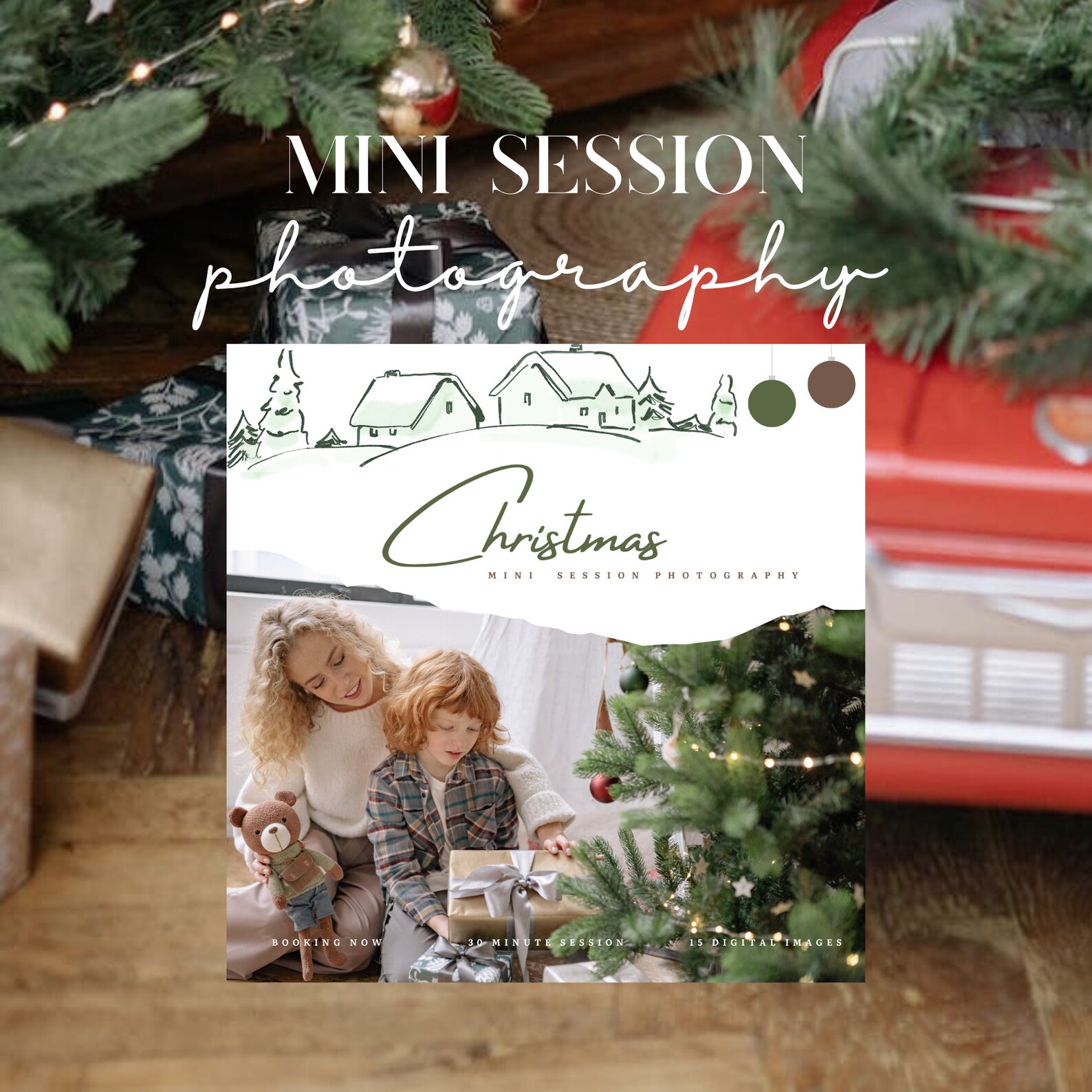 Christmas Mini Session Template Holiday Marketing Board Canva Photo ...