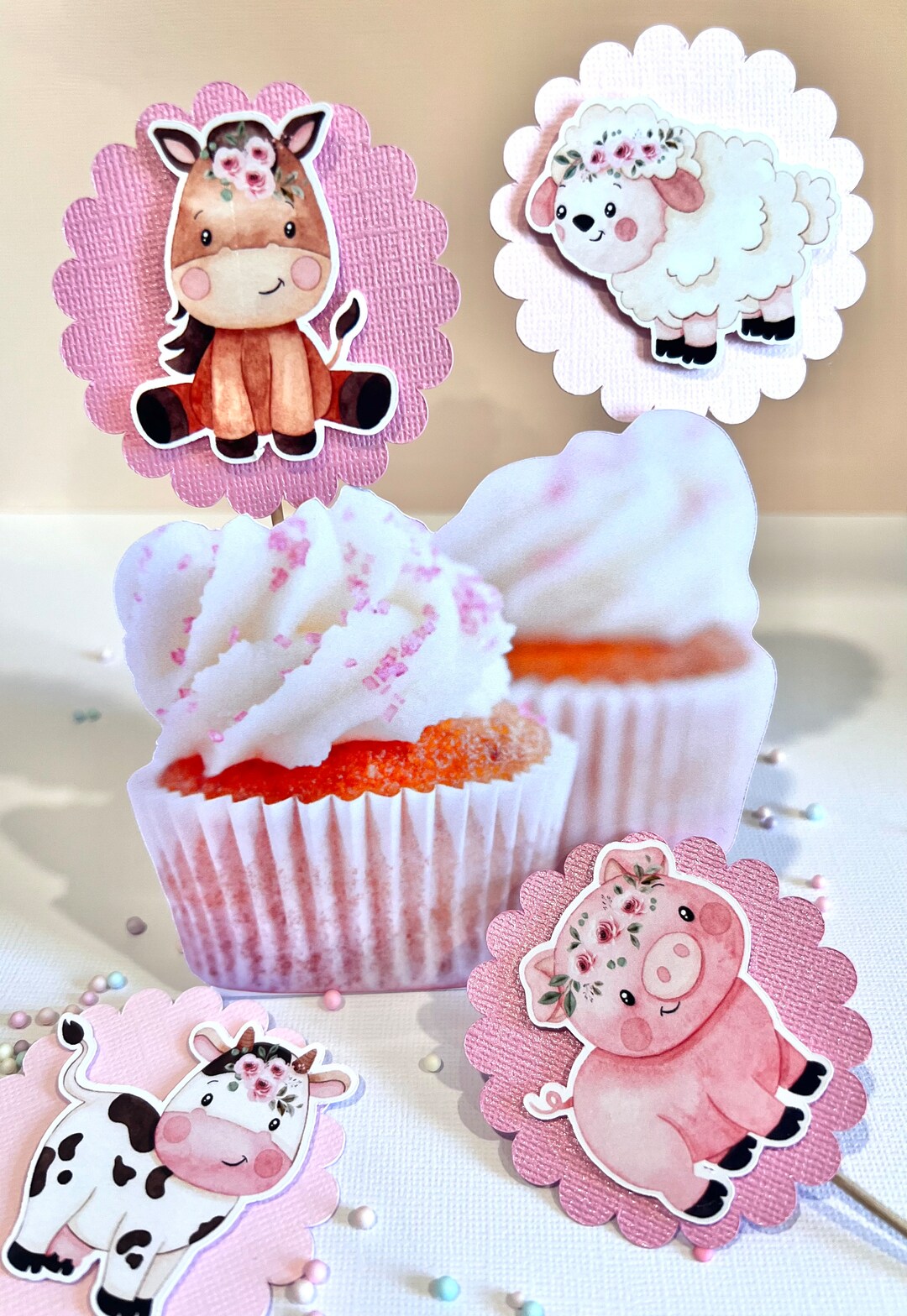Farm Animal Cupcake Toppers / Barn Animal Cupcake Toppers - Etsy