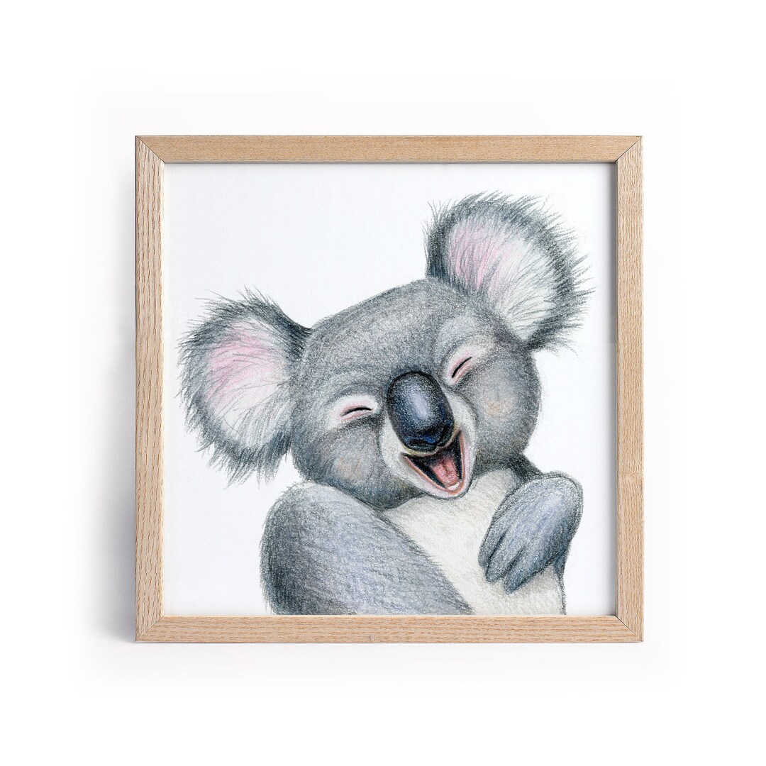 Laughing Koala Nursery Print, Hand-drawn Animal Art (digital Download ...