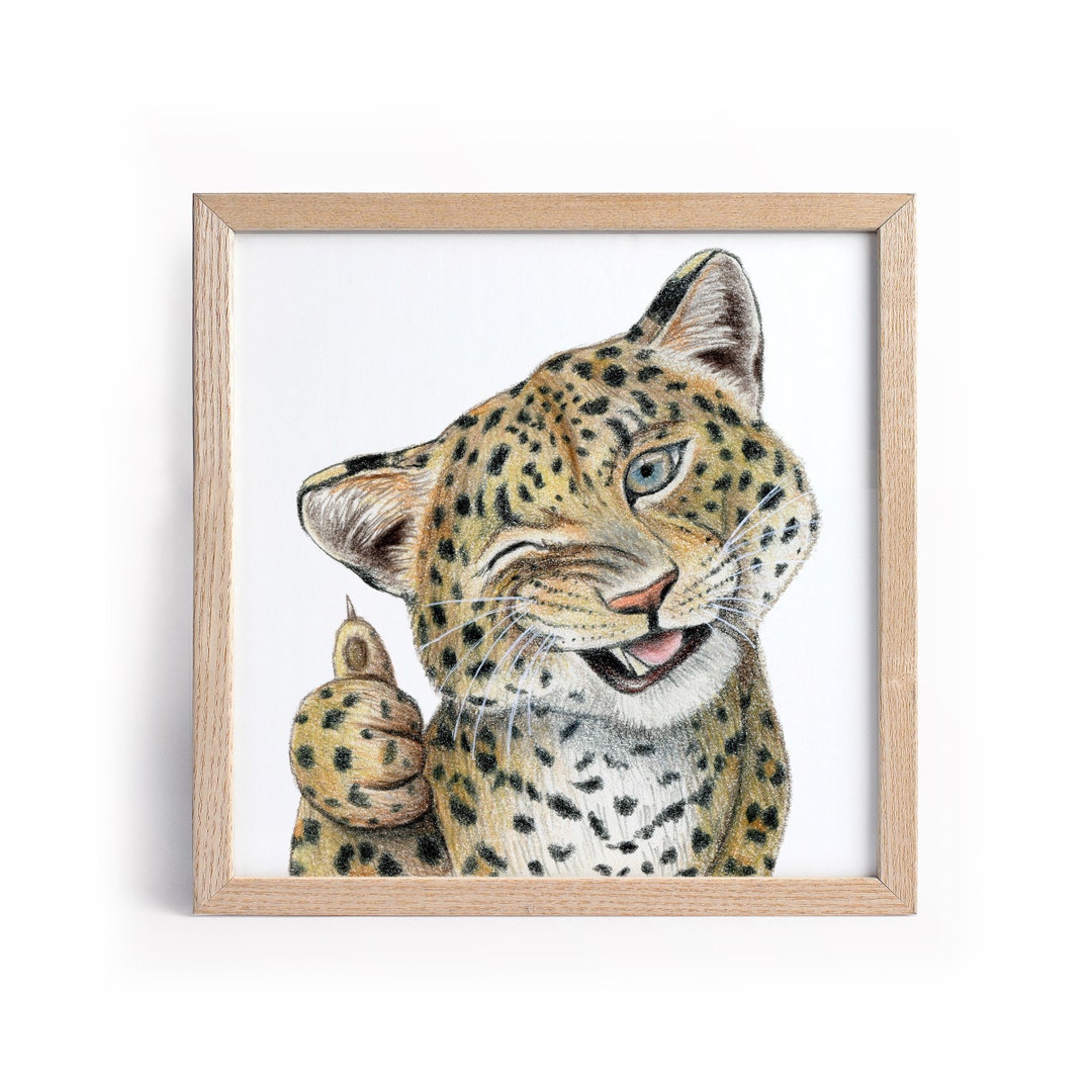 Funny Winking Leopard Poster, Nursery Animal Print (digital Download ...