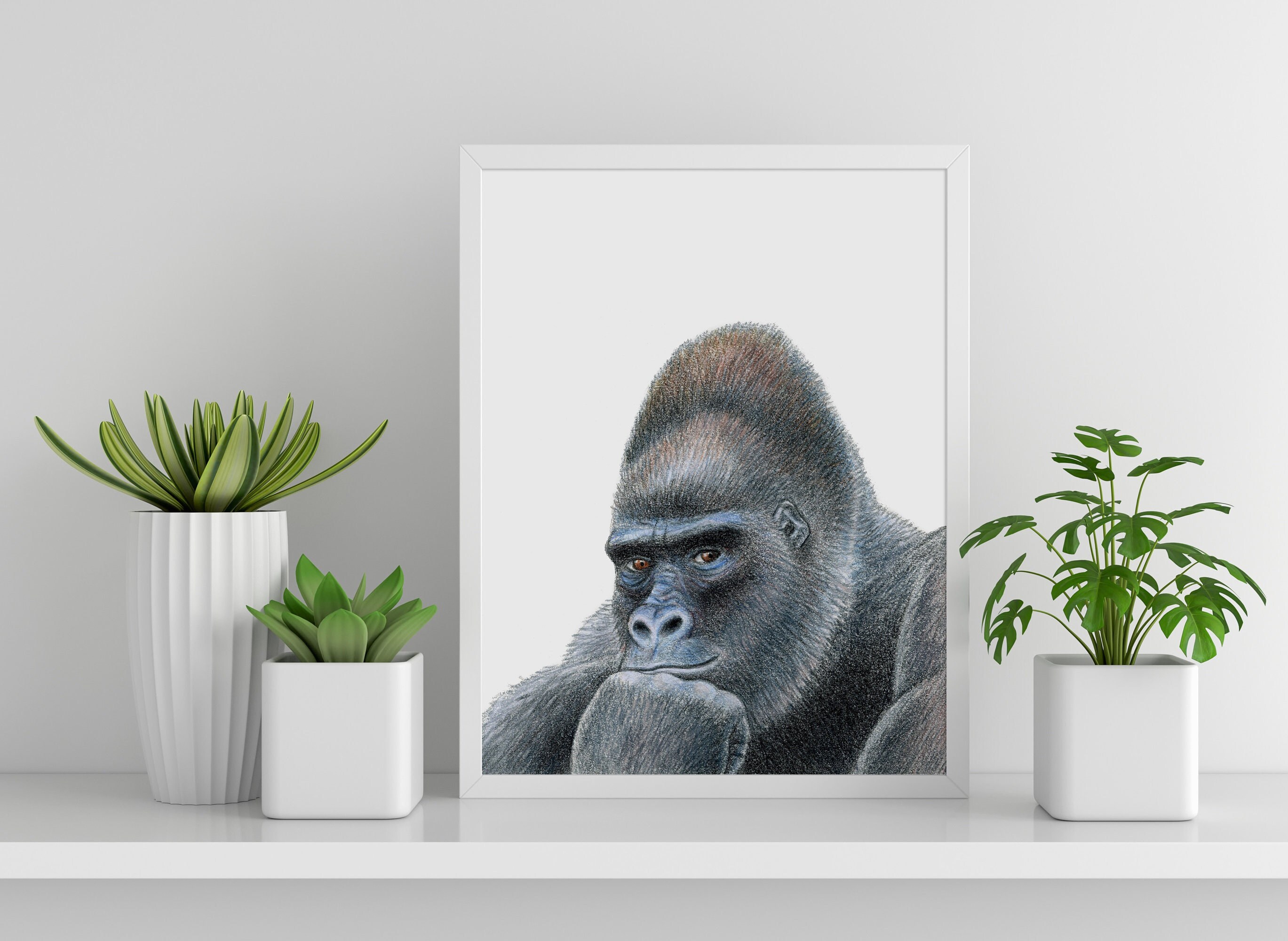 Printable Thinking Gorilla Print / Jungle Nursery Decor / Jungle ...