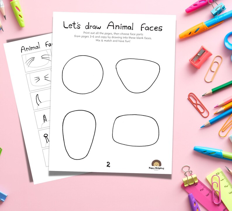 Animals Drawing Tutorial PRINTABLE Kids Worksheets / Preschool ...