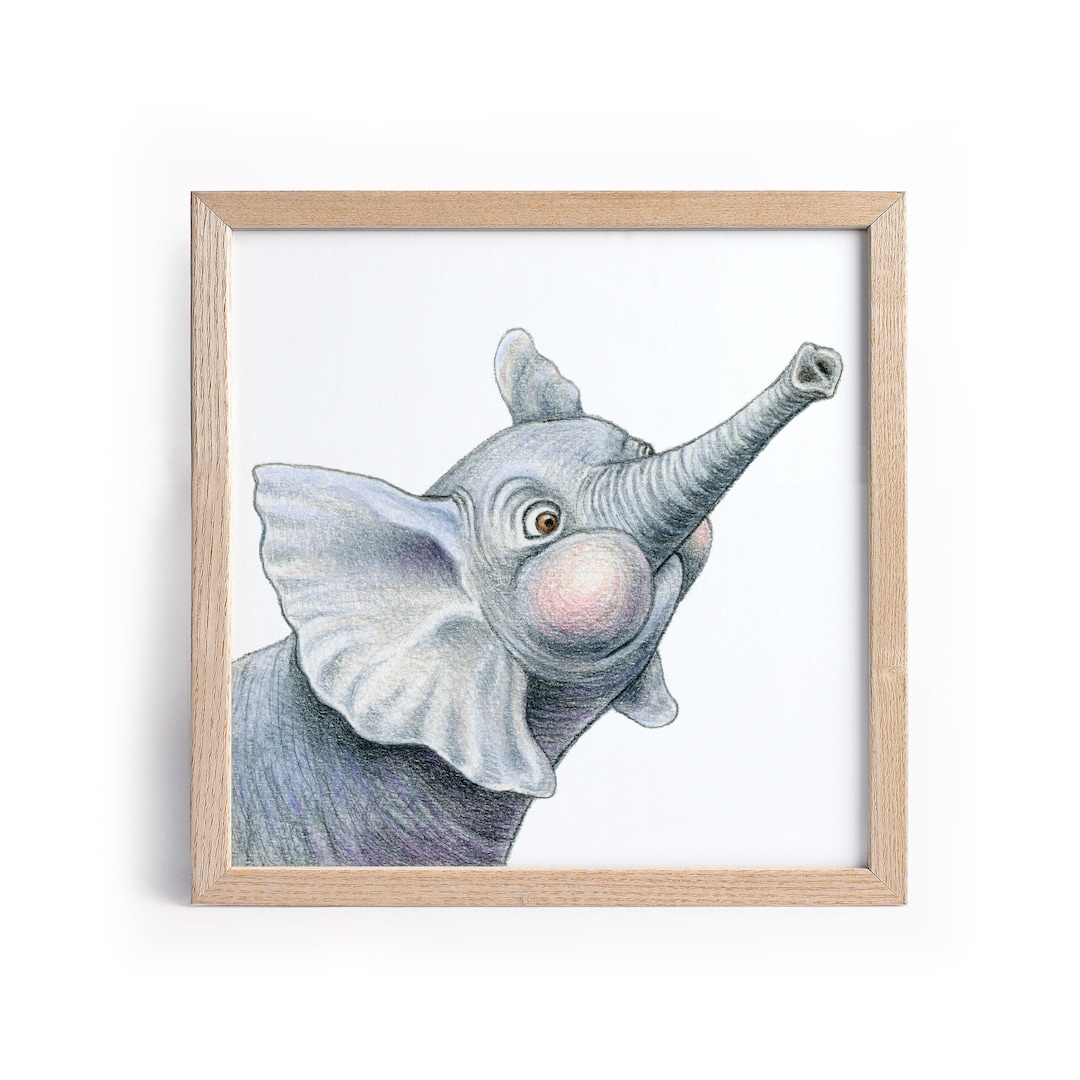 Printable Elephant Poster / Colored Pencil Art for Nursery / Funny ...