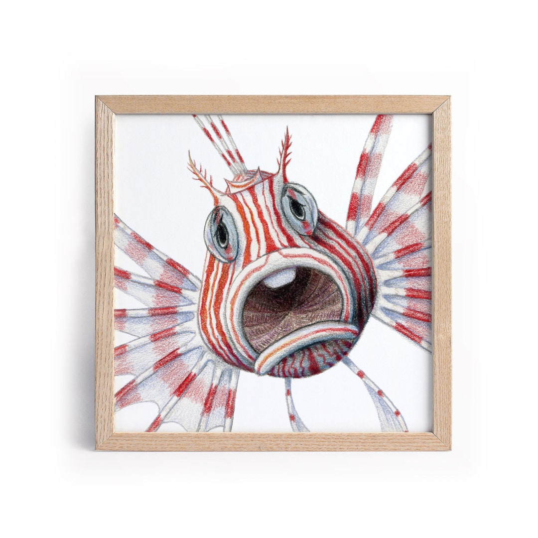 Printable Lionfish Print, Coral Reef Art, Tropical Fish Wall Art, Ocean ...
