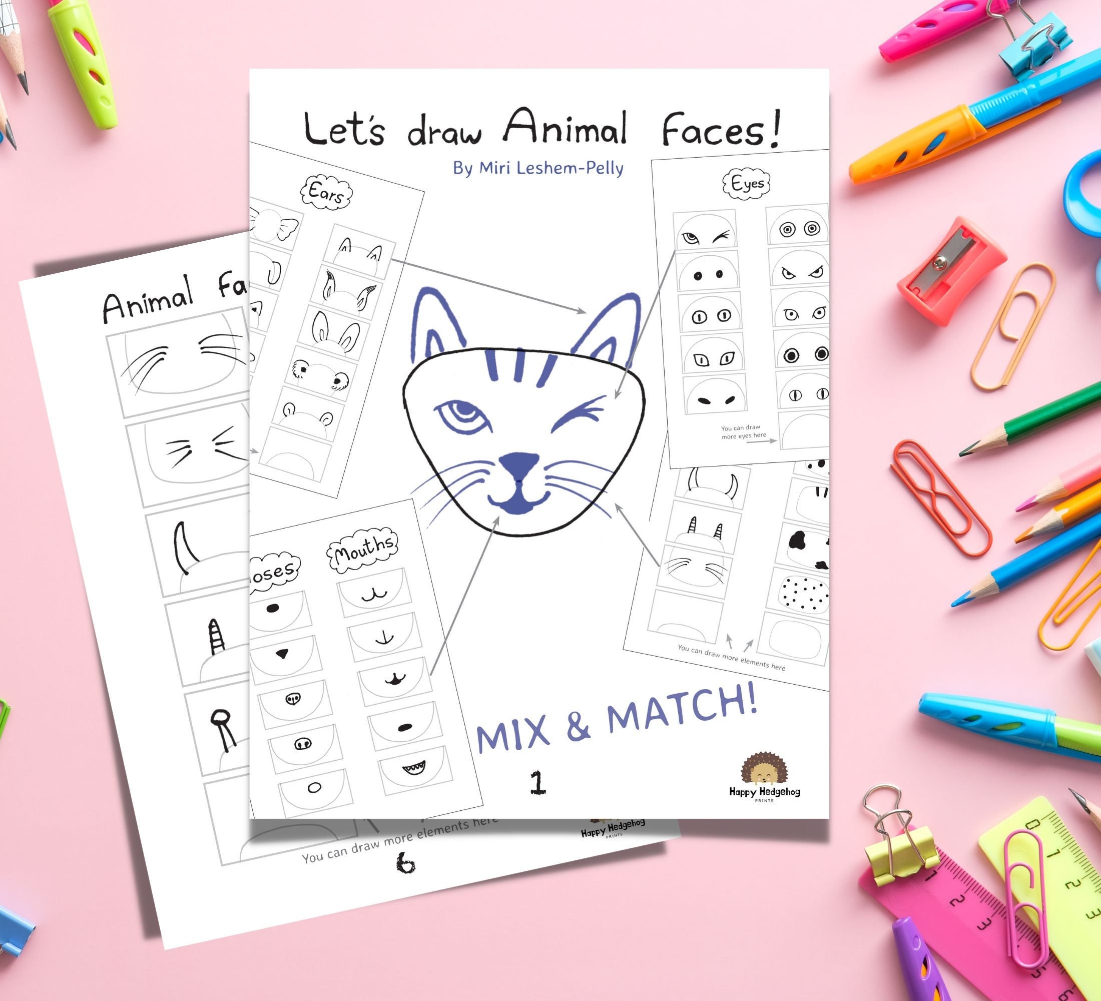 Animals Drawing Tutorial PRINTABLE Kids Worksheets / Preschool ...