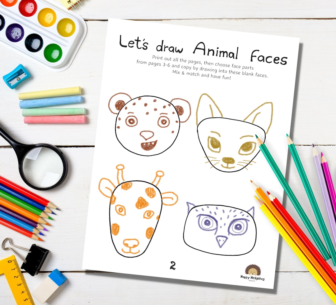 Animals Drawing Tutorial PRINTABLE Kids Worksheets / Preschool ...