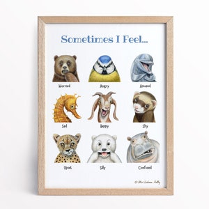 Printable Feelings Chart Poster With Funny Animals / Emotions ...