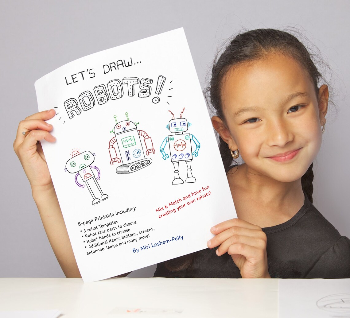 How to Draw Robots PRINTABLE Kids Activity Book / Toddler - Etsy