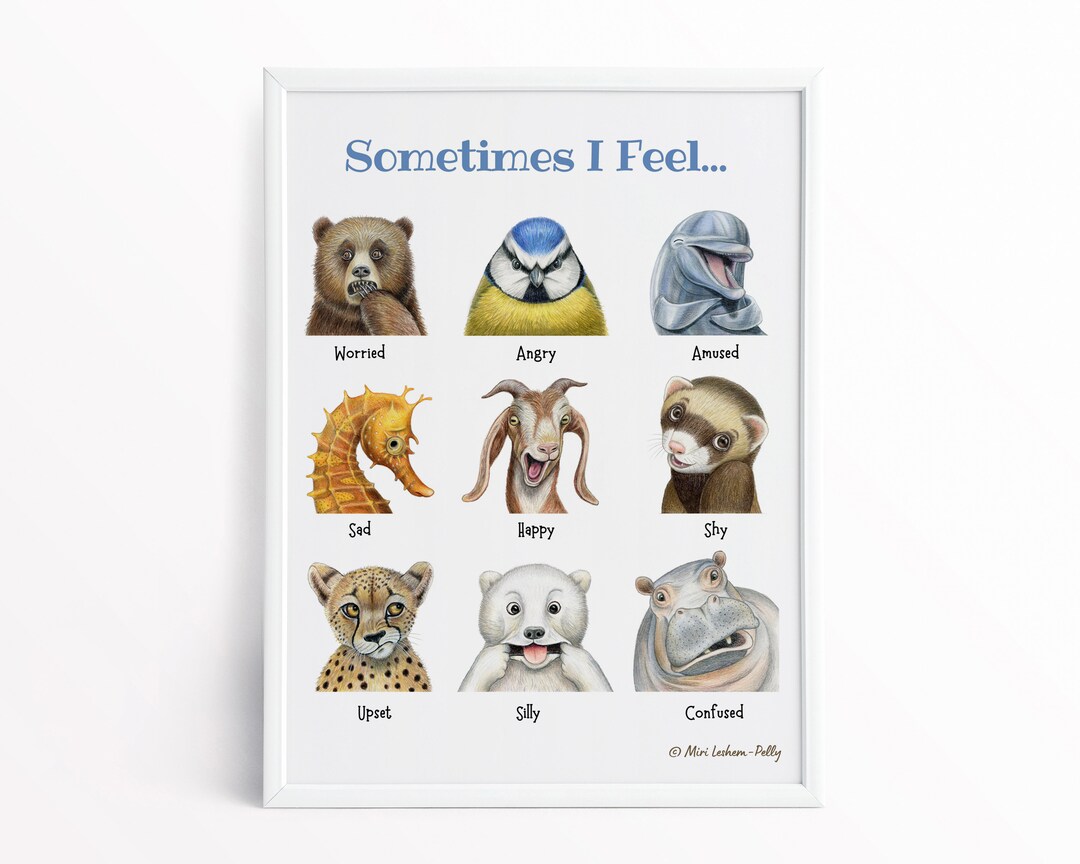 Printable Feelings Chart Poster With Funny Animals / Emotions ...
