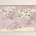 Printable Animal World Map, Pink World Map, Baby Girl Nursery Decor ...