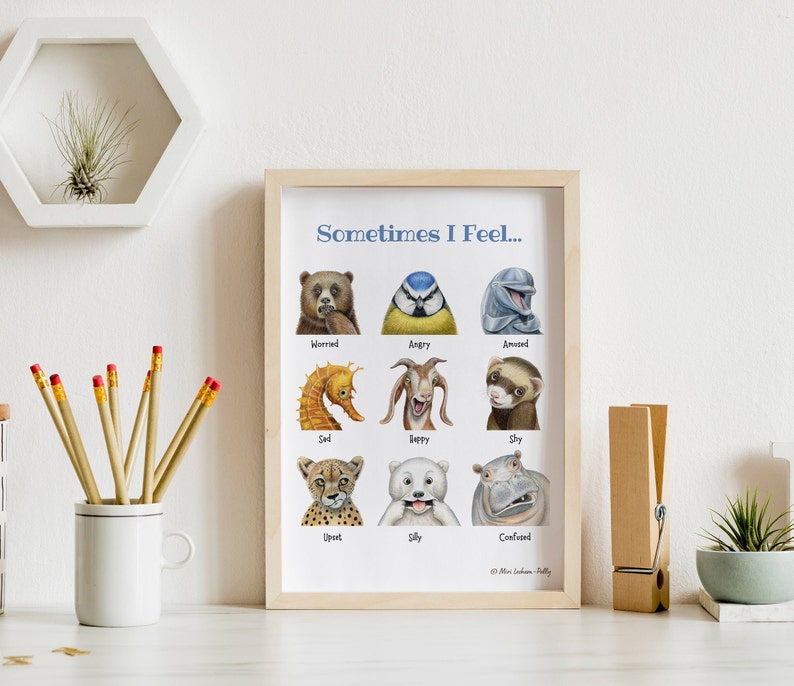 Printable Feelings Chart Poster With Funny Animals / Emotions ...