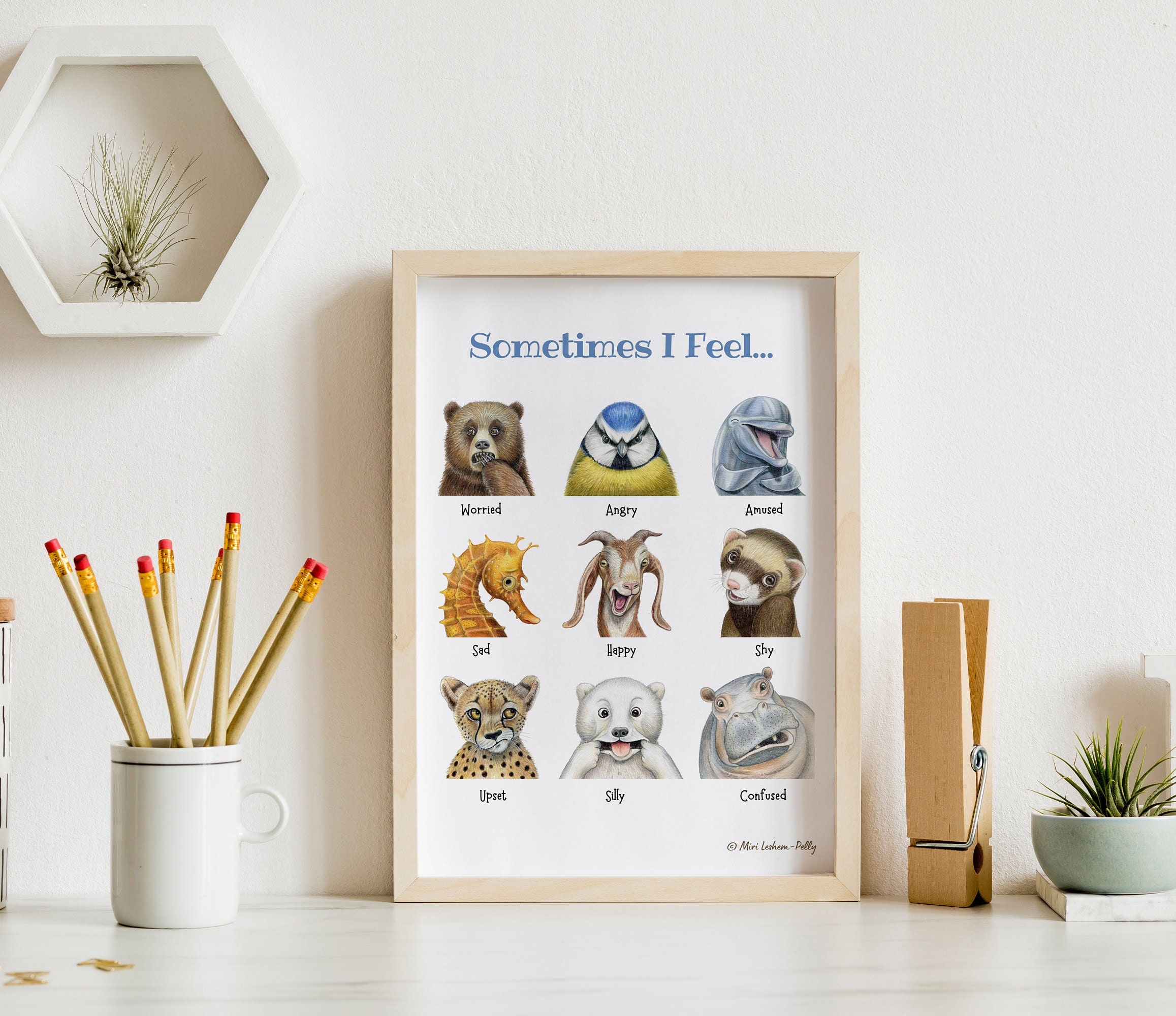Printable Feelings Chart Poster With Funny Animals / Emotions ...