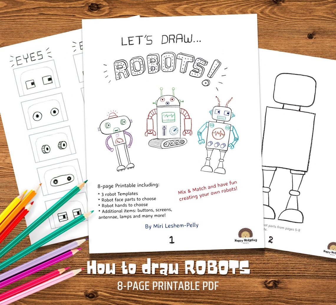 How to Draw Robots PRINTABLE Kids Activity Book / Toddler Activities ...