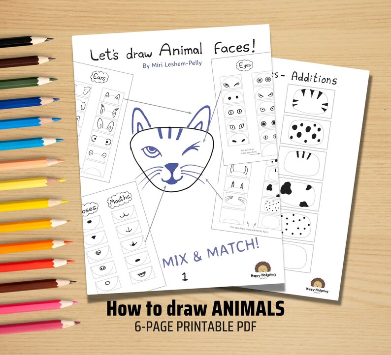 Animals Drawing Tutorial PRINTABLE Kids Worksheets / Preschool ...
