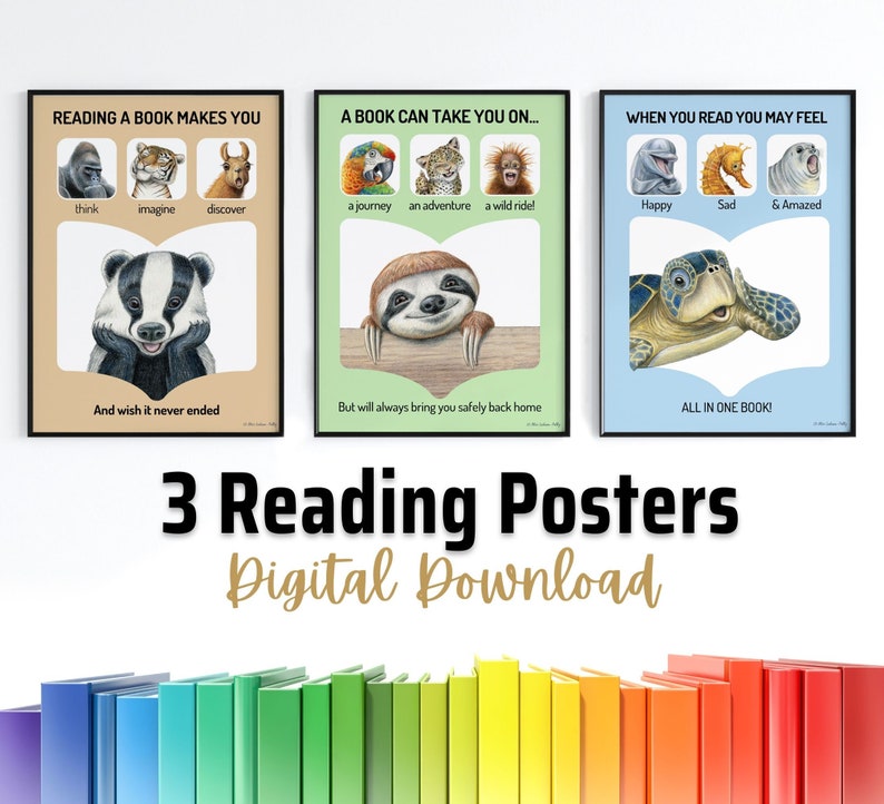 Reading Posters - Printable Set / Literary Prints / Popular Printables ...