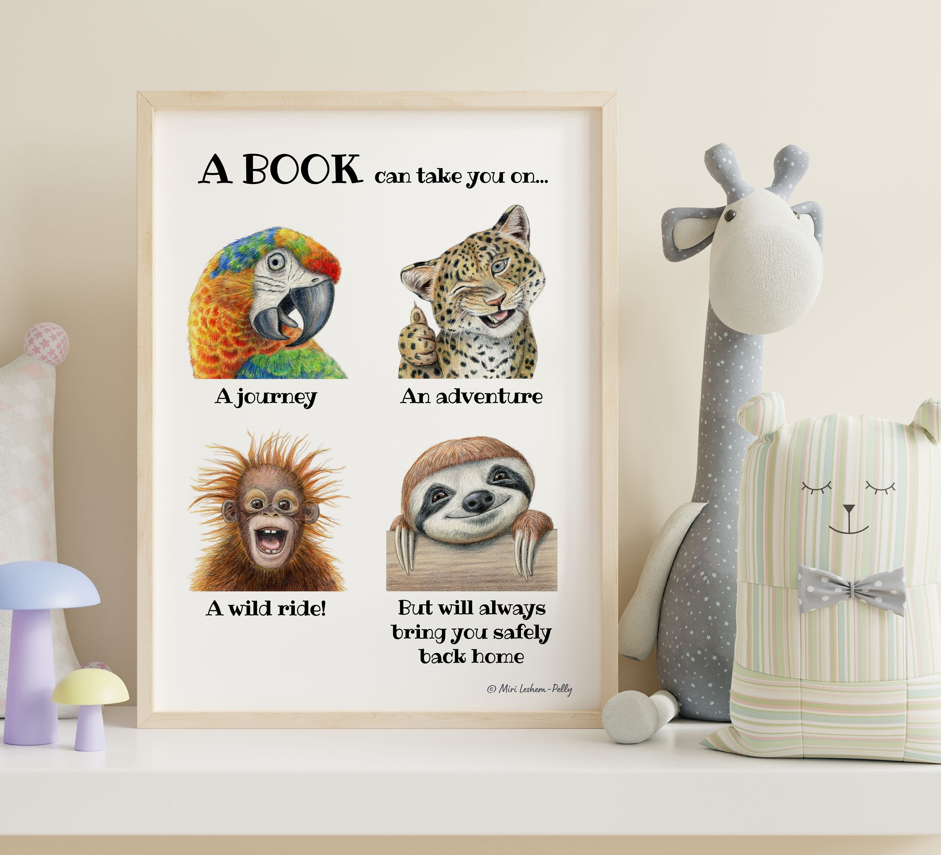 Printable Reading Poster With Jungle Illustration / Sloth Print, Parrot ...
