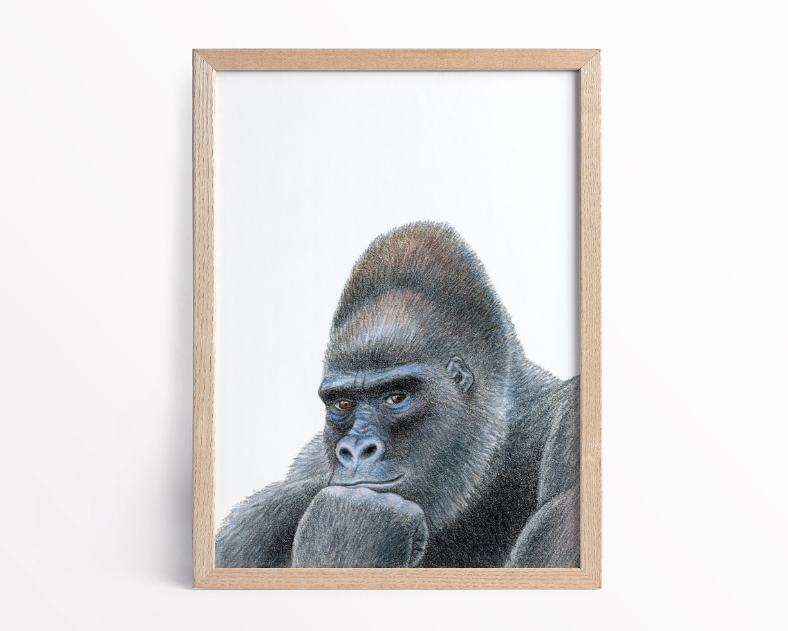 Printable Thinking Gorilla Print / Jungle Nursery Decor / Jungle ...
