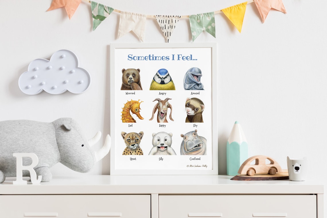 Printable Feelings Chart Poster With Funny Animals / Emotions ...