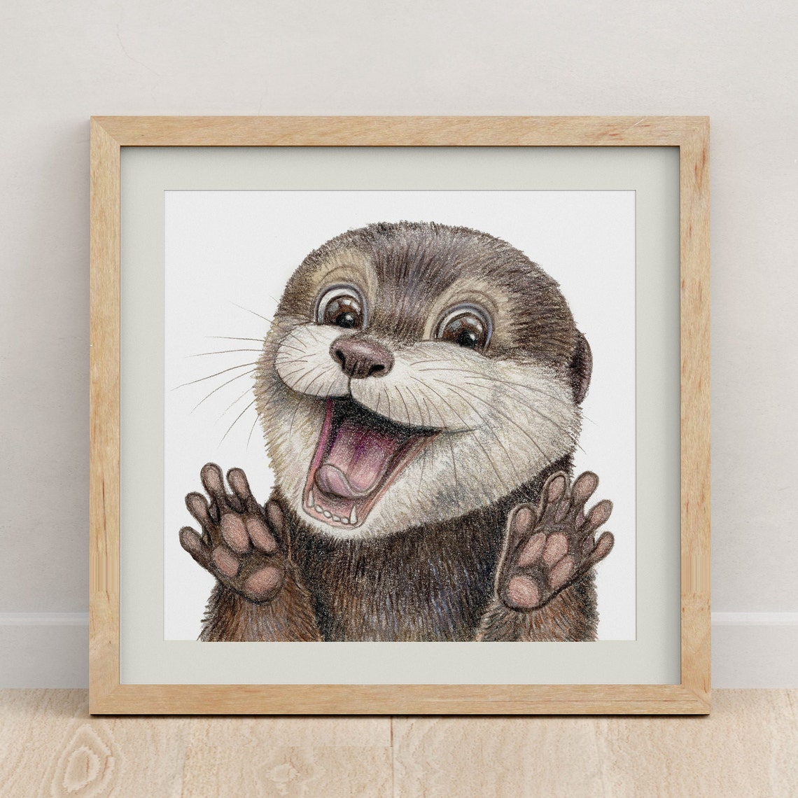 Printable Otter Print / Cute Otter Gifts / Colored Pencil Art for ...