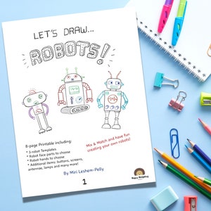 How to Draw Robots PRINTABLE Kids Activity Book / Toddler Activities ...