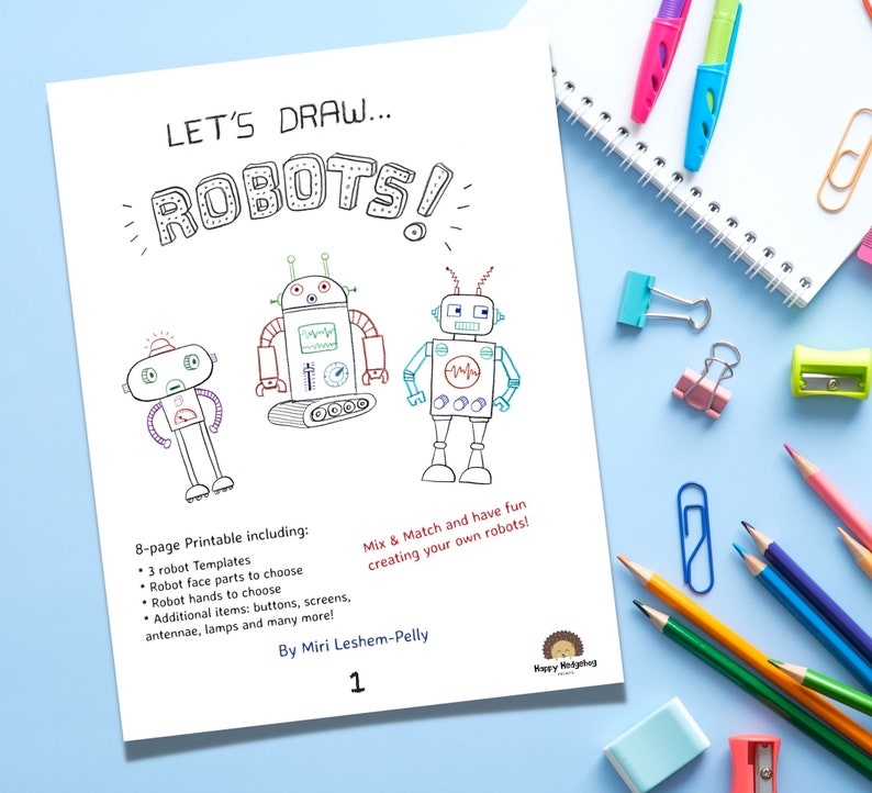 How to Draw Robots Activity Book, Printable Robot Worksheet (digital ...
