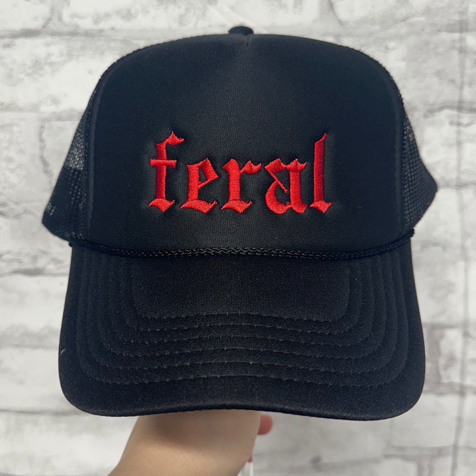 Feral Embroidered Foam Trucker Hat, Alt Mom Clothing, Punk Rock, Goth ...