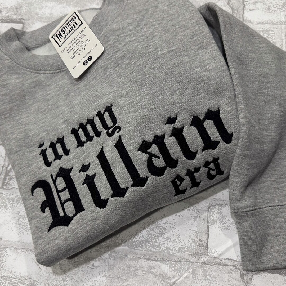 In My Villain Era Embroidered Sweatshirt, Villain Sweater, Dark Humor, Spooky, Embroidery Sweat ...