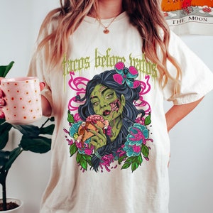 Tacos Before Vatos Comfort Color T-shirt, Zombie Taco Tshirt, Funny Mom ...