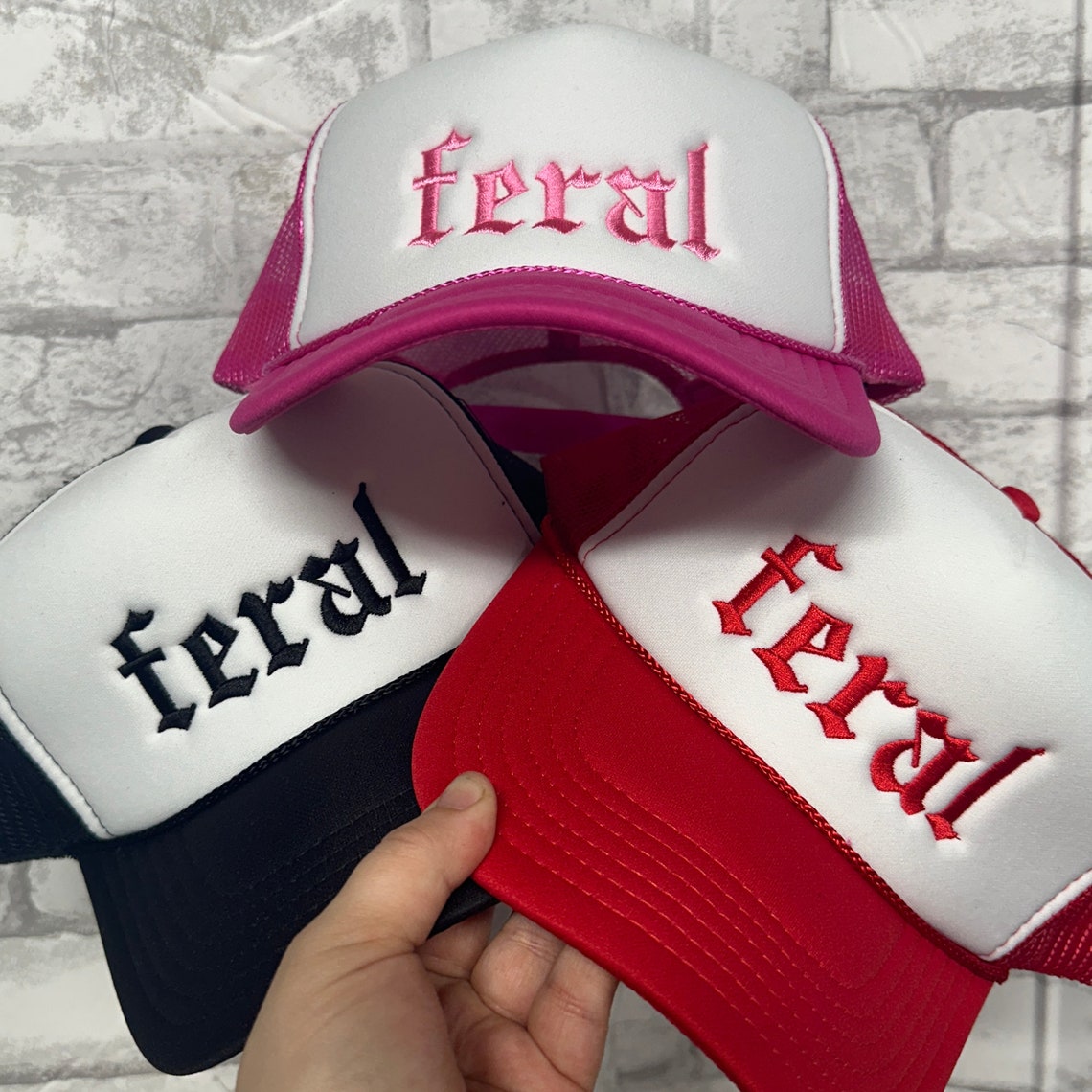 Feral Embroidered Foam Trucker Hat, Alt Mom Clothing, Punk Rock, Goth ...