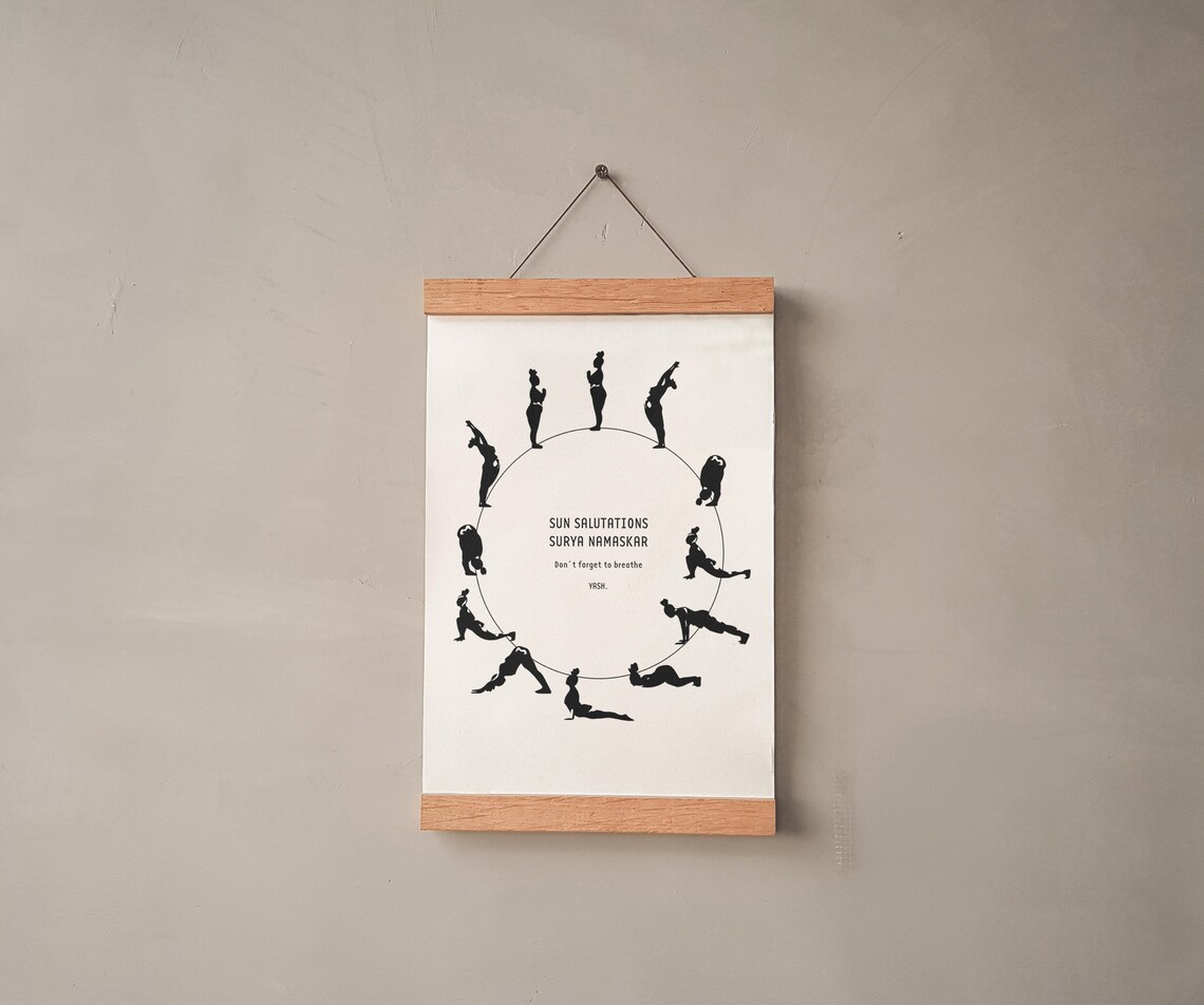 Printable Moon Salutation Print, Sun Salutation Print, Black and White ...