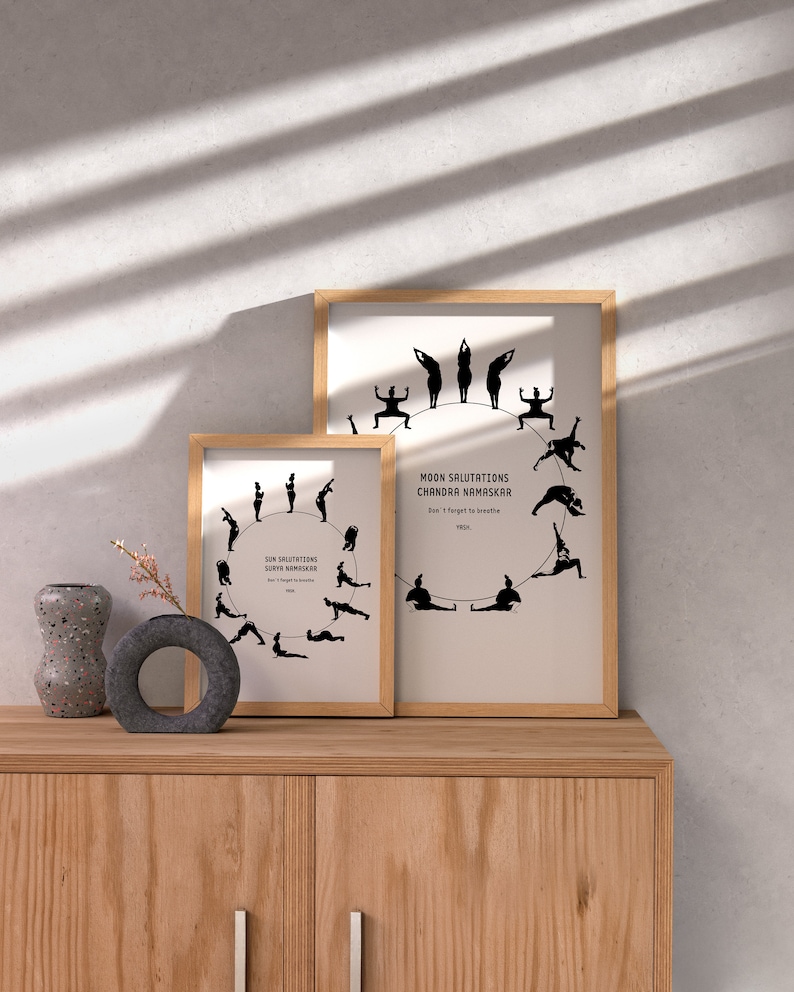 Printable Moon Salutation Print, Sun Salutation Print, Black and White ...