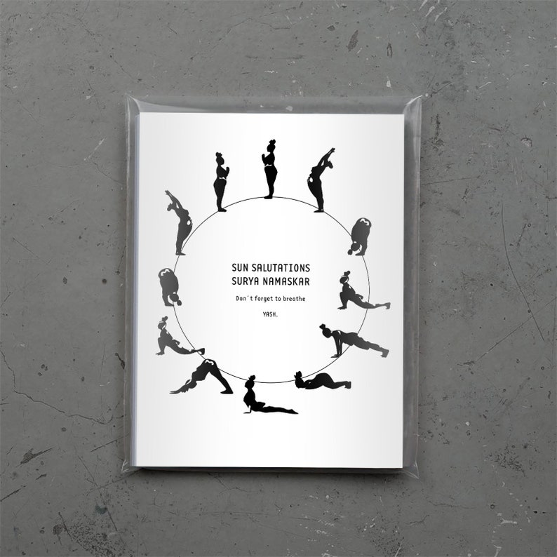 Printable Moon Salutation Print, Sun Salutation Print, Black and White ...