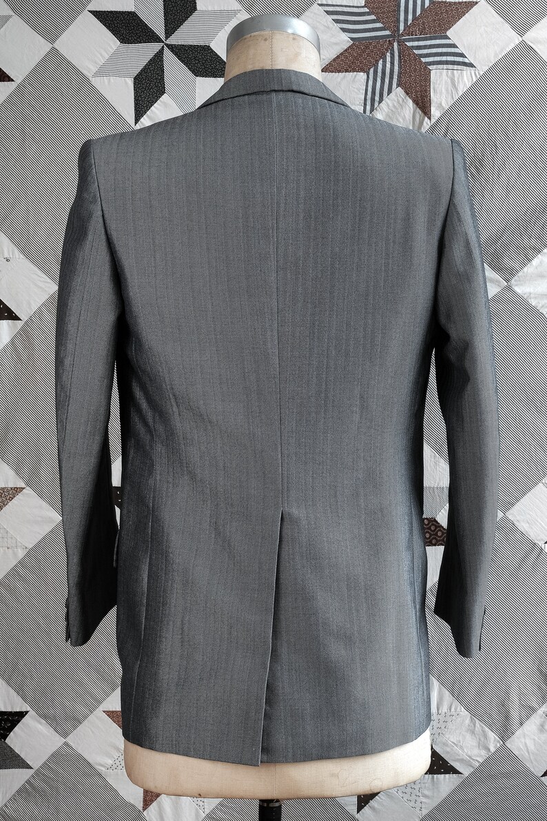 1980s 80s Eighties Scabal Notch-lapel Single-breasted Striped Silvery ...