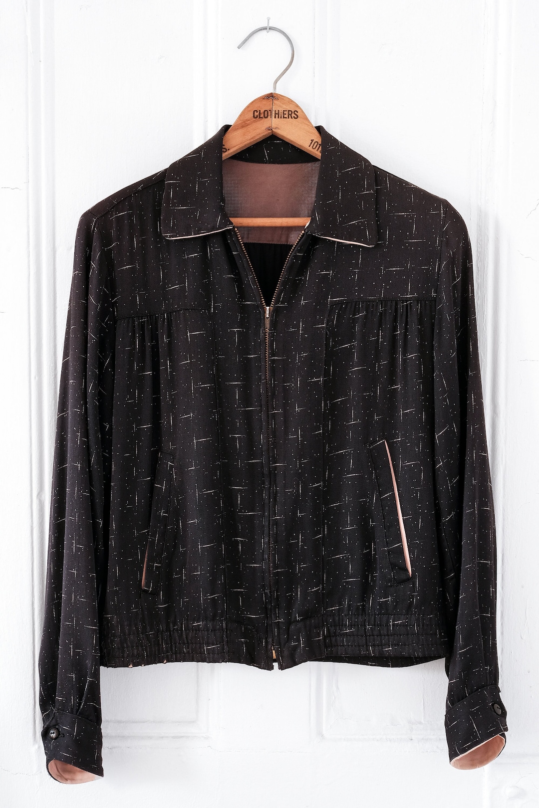 Extremely Rare Vintage 1950s Fifties Black & Pink Atomic Fleck ...