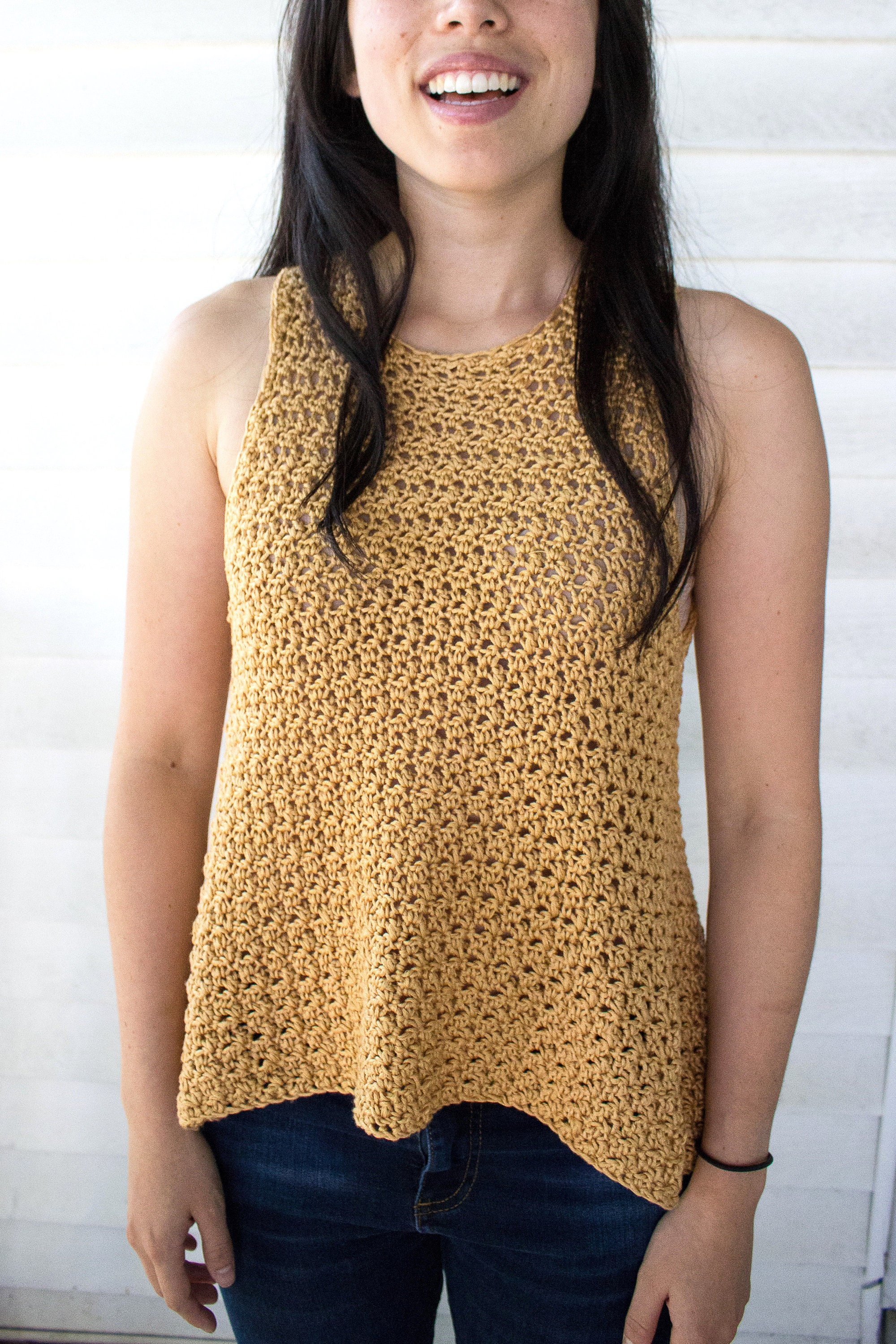 Sunshower Open-back Tank Crochet Pattern // Adjustable Open Back Tank ...