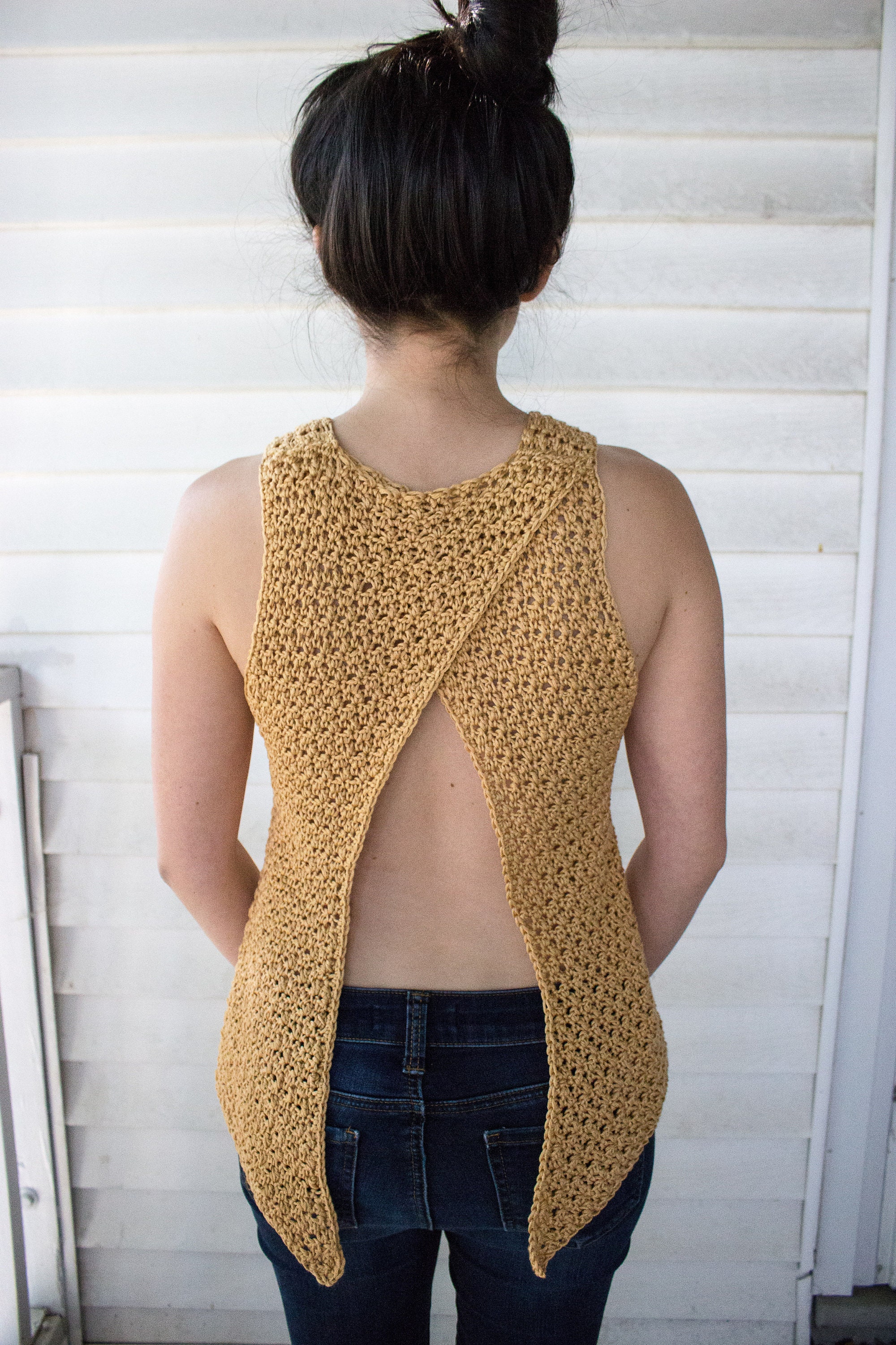 Sunshower Open-back Tank Crochet Pattern // Adjustable Open Back Tank ...