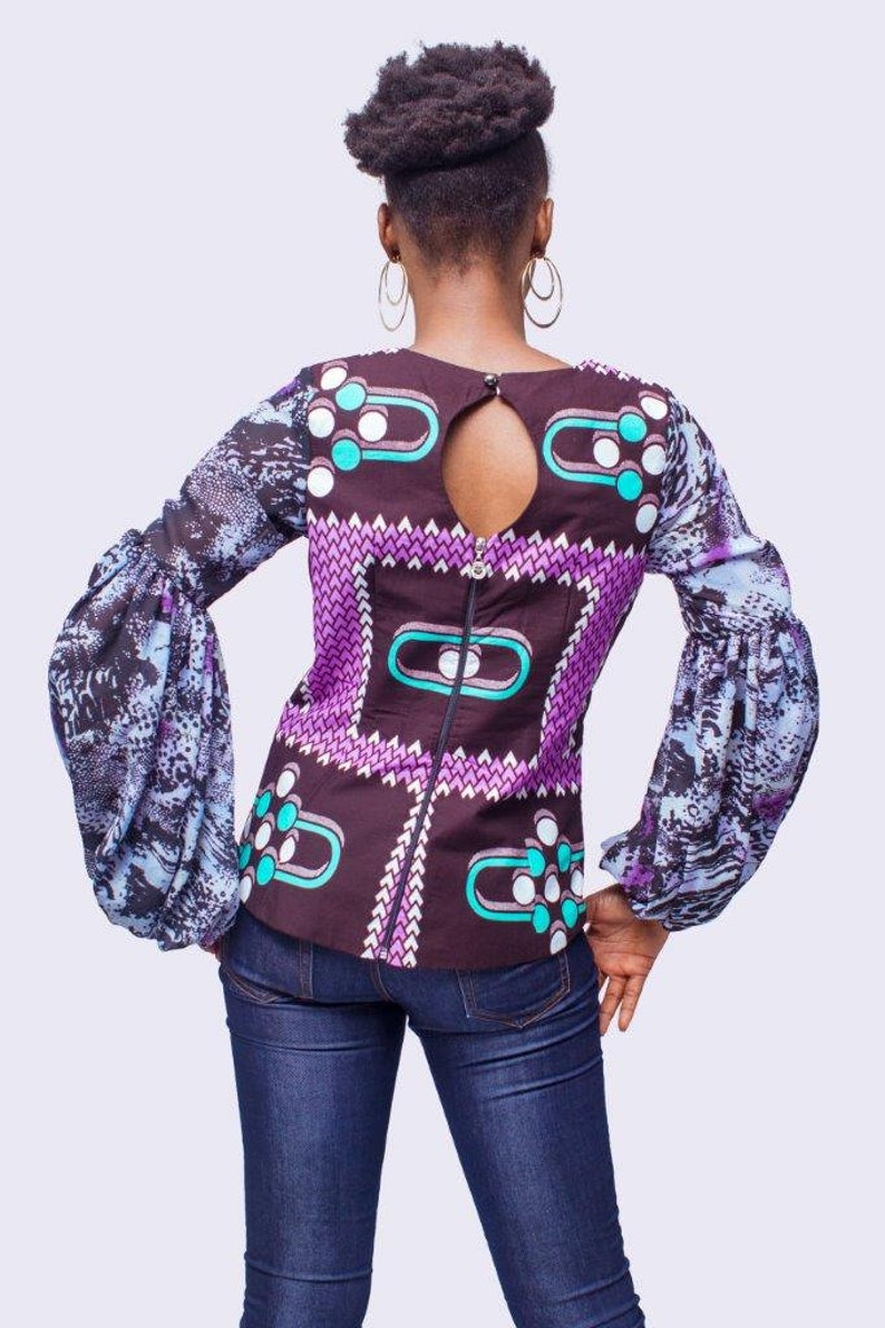 African Print and Chiffon Top Ankara Top African Clothing - Etsy