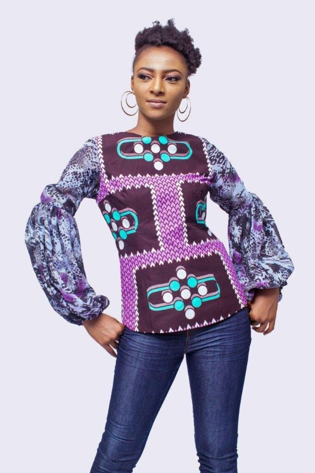 African Print and Chiffon Top Ankara Top African Clothing - Etsy