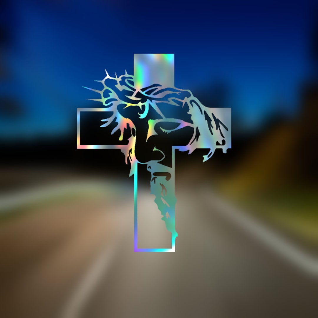 Jesus Cross Decal, Car/truck/windshield/bumper/laptop/vinyl/holographic ...
