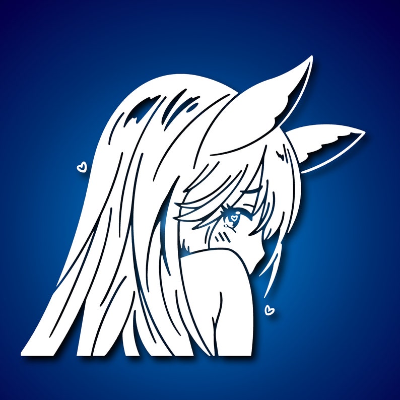 Anime Shy Cat Girl Decal Car Truck Windshield Laptop - Etsy